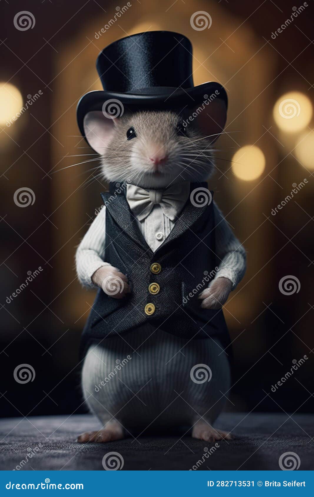 Cute Mouse Dressed with Tuxedo and Top Hat Stock Illustration ...