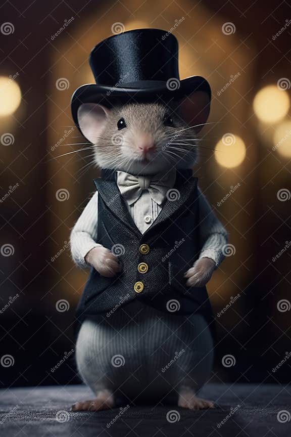 Cute Mouse Dressed with Tuxedo and Top Hat Stock Illustration ...