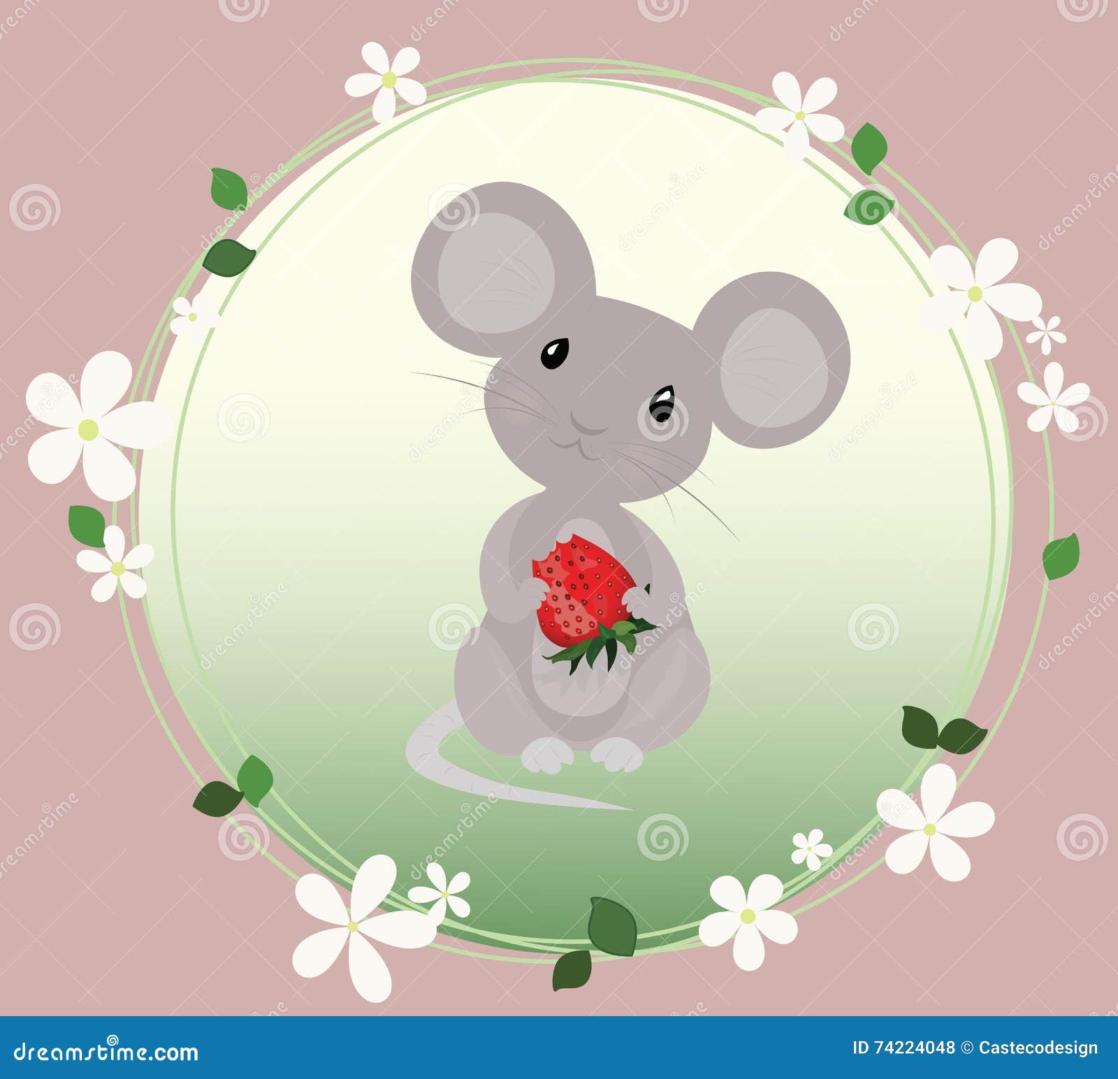 Cute Mouse Eating Strawberry Stock Illustration - Illustration of cute ...