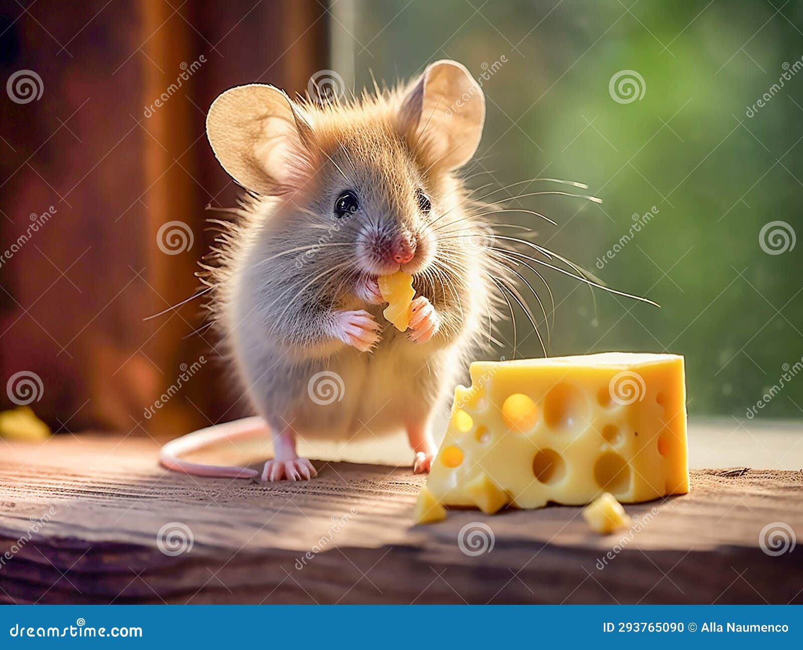 Cute Mouse Enjoying a Piece of Cheese Stock Illustration - Illustration ...