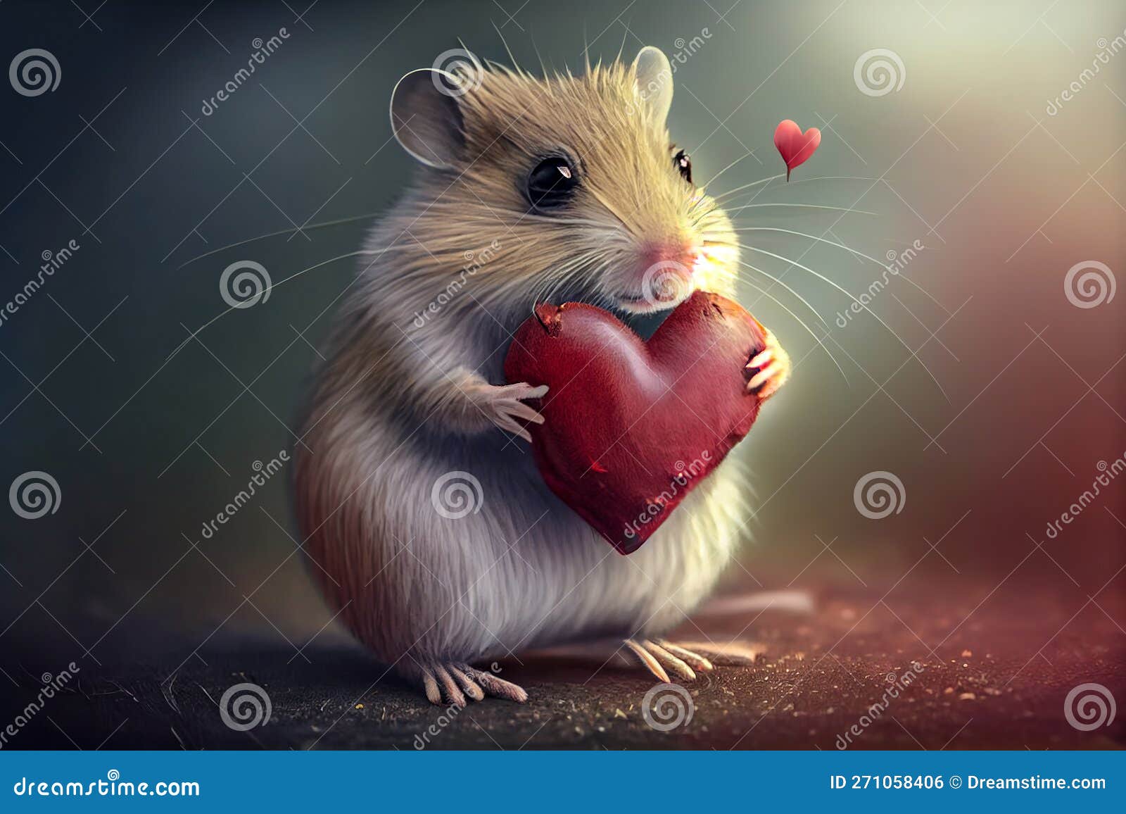 Cute Mouse with a Heart in His Hands. Generative AI, Generative, AI ...