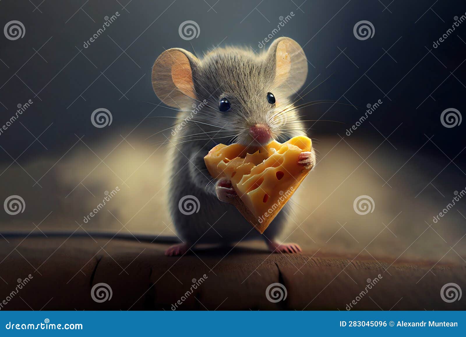 Cute Mouse and Heart Shape Piece of Cheese in Paws. Stock Illustration ...