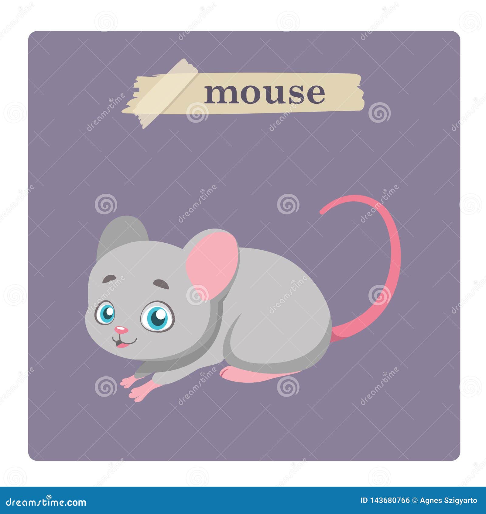 Cute Mouse Illustration on Purple Background Stock Vector ...