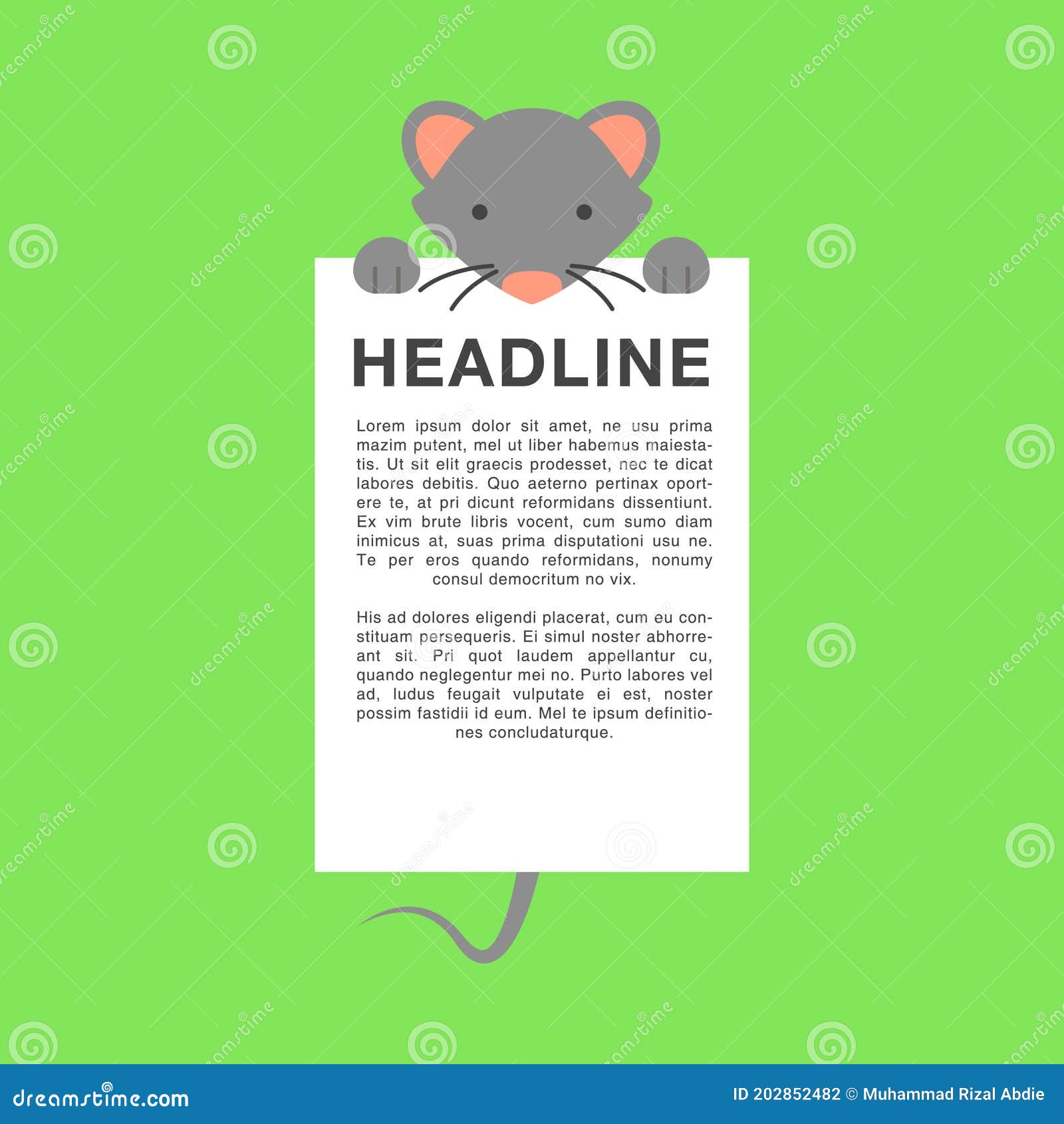 Cute Mouse or Mice Cartoon Carry Blank White Text Template in Flat ...