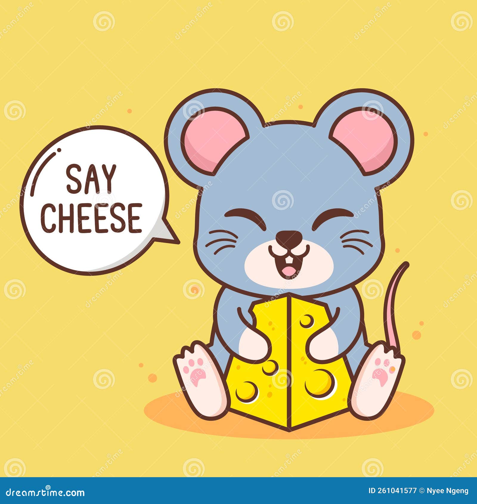 Cute Mouse with a Piece of Cheese Vector Stock Vector - Illustration of ...