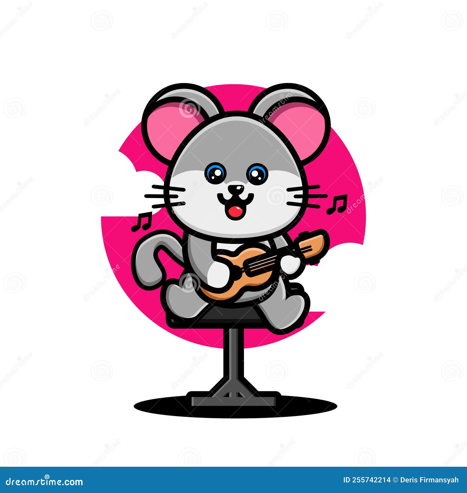 Cute Mouse Playing Guitar Mascot Character Stock Vector - Illustration ...