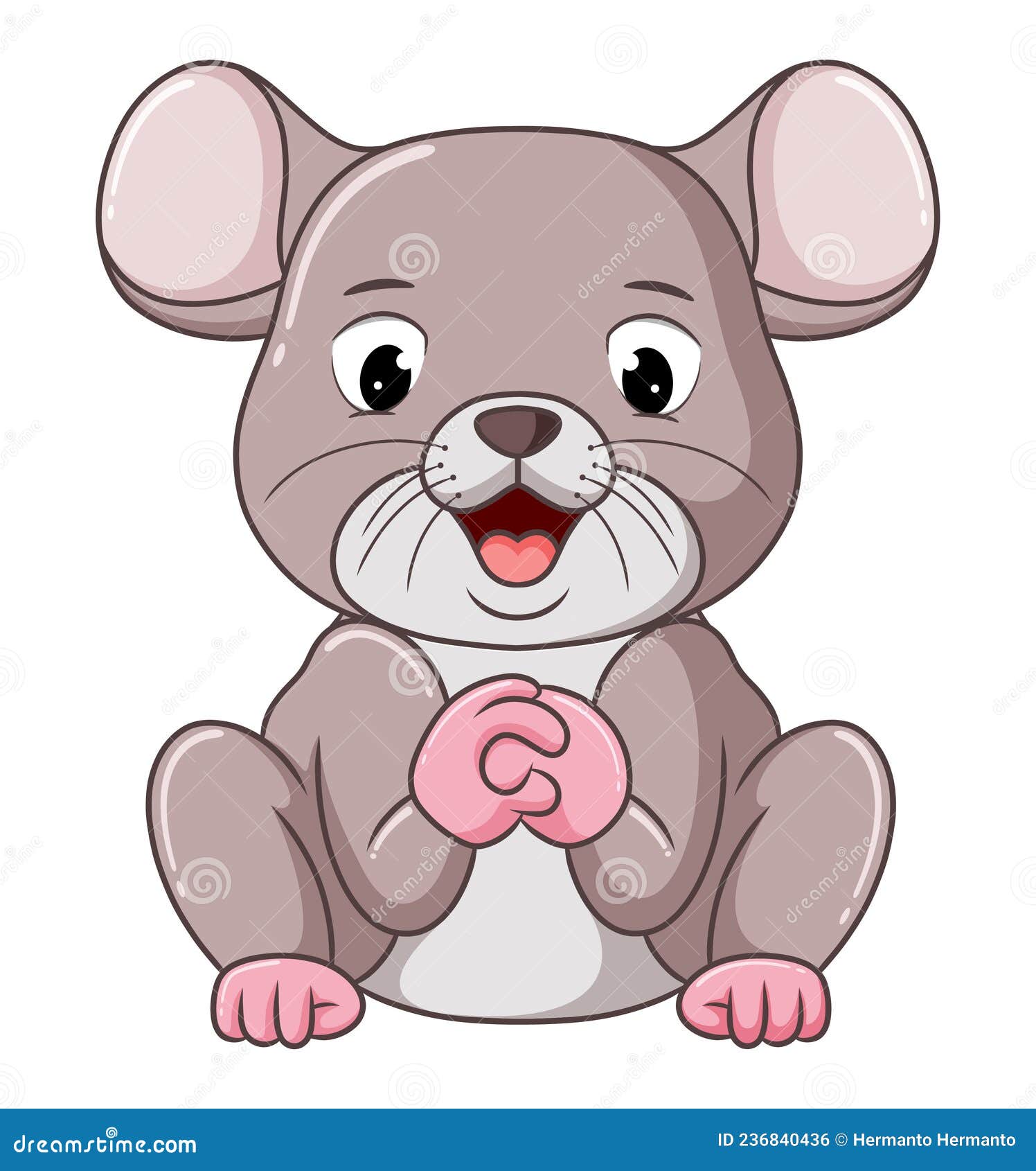 The Cute Mouse is Praying with the Happy Face Stock Vector ...