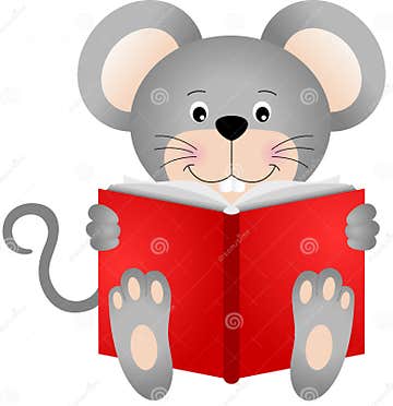Cute mouse reading a book stock vector. Illustration of looking - 62272499
