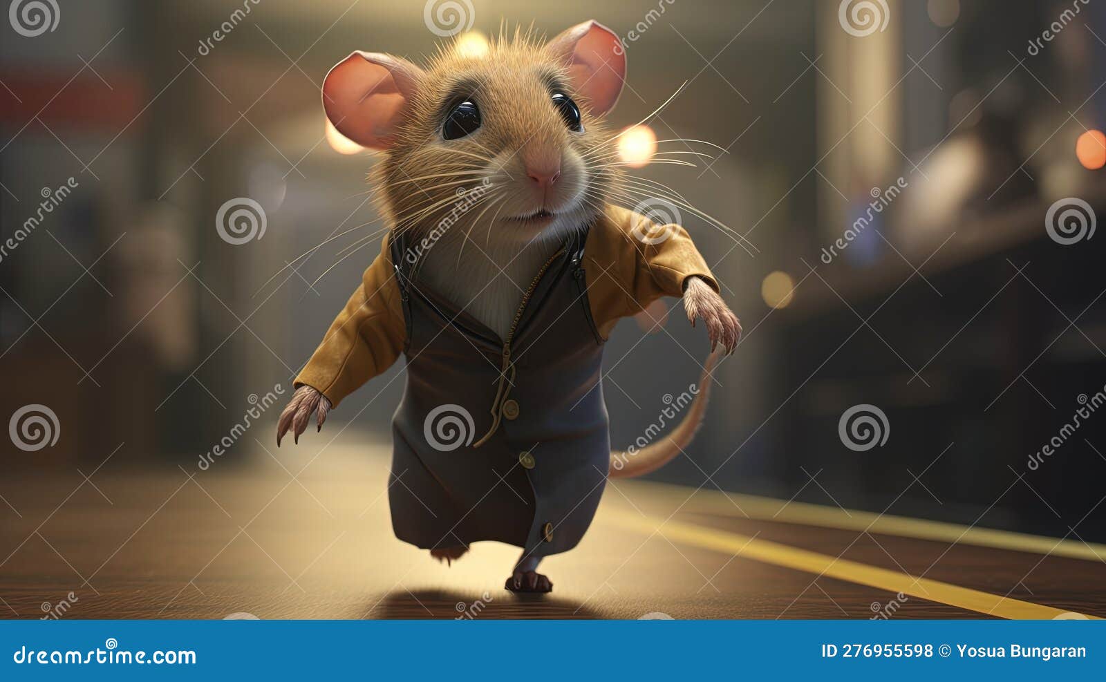 Cute Mouse Running, Digital Art Illustration, Generative AI Stock ...