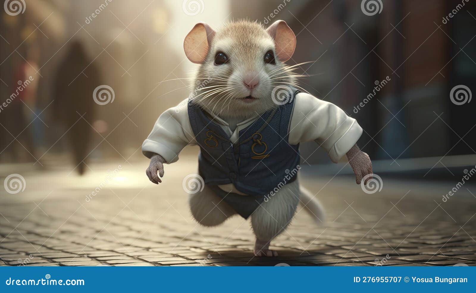 Cute Mouse Running, Digital Art Illustration, Generative AI Stock ...
