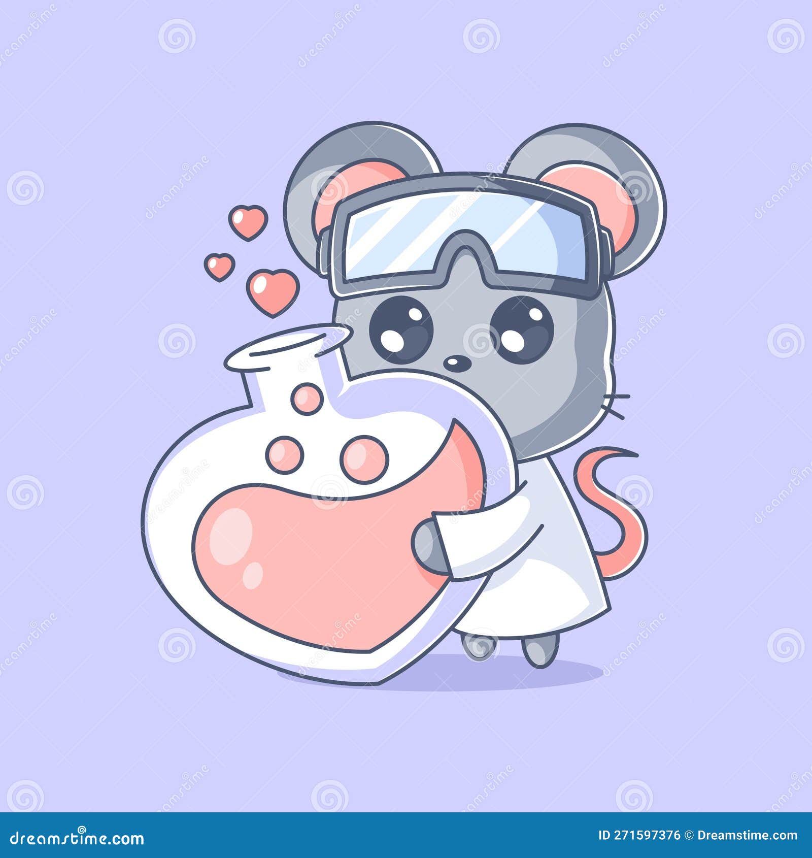 Cute Mouse Scientist with a Love Stock Vector - Illustration of ...