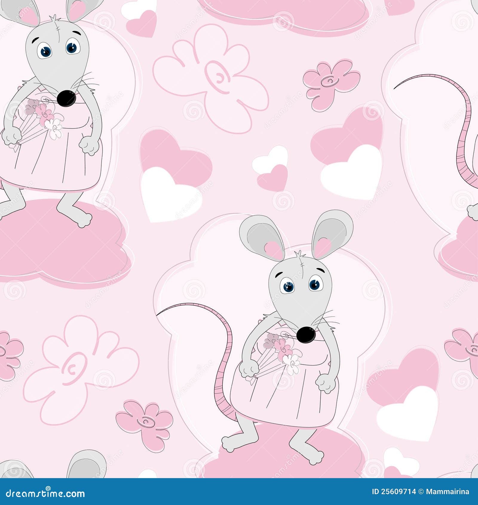 Cute Mouse Seamless Pattern Stock Vector - Illustration of paper ...