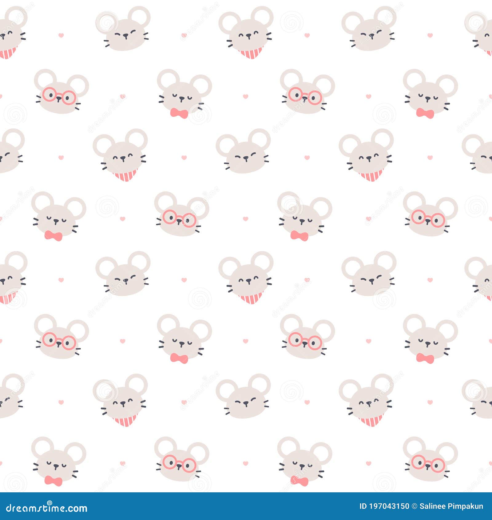 Cute Mouse Seamless Pattern Background Stock Vector - Illustration of ...