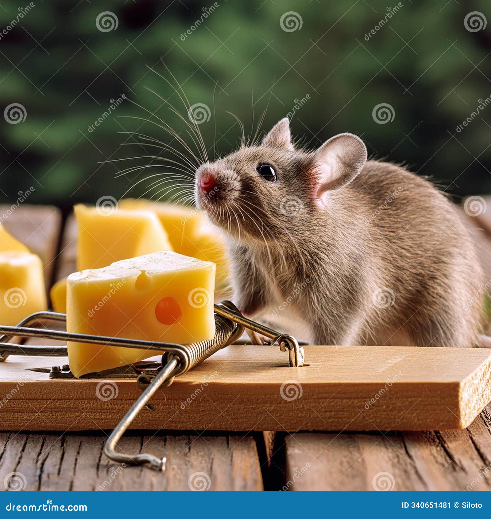 Cute Mouse Sniffing at the Cheese that is on the Mousetrap Stock ...