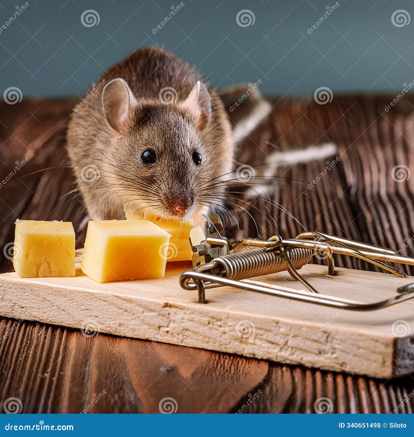 Cute Mouse Sniffing at the Cheese that is on the Mousetrap Stock ...