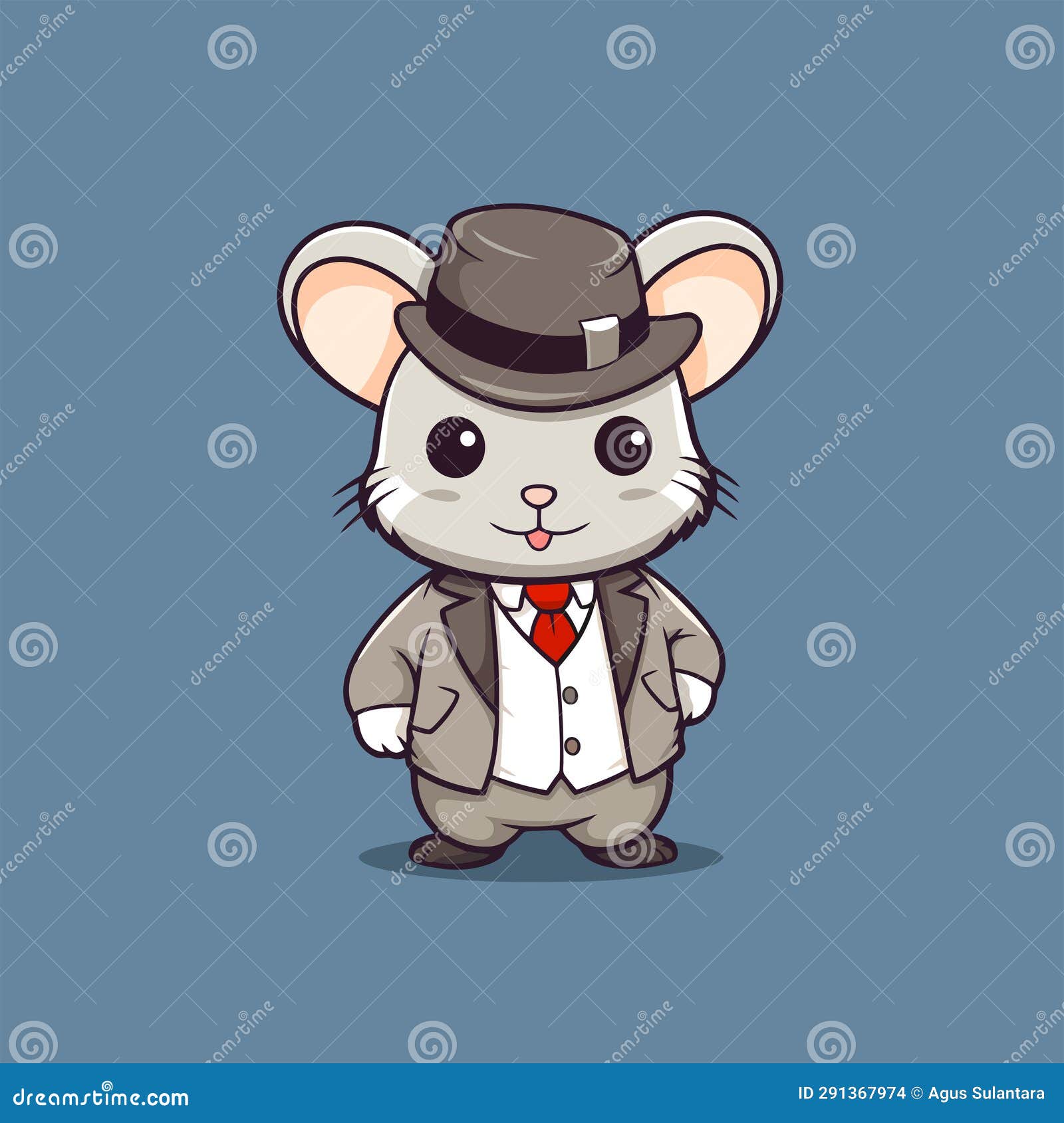 Cute Mouse in a Suit and Hat. Vector Cartoon Illustration Stock Vector ...