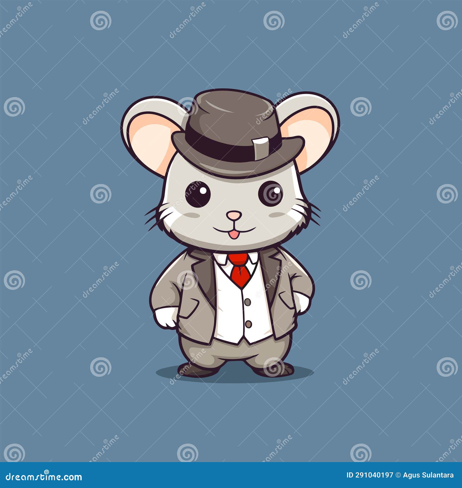 Cute Mouse in a Suit and a Hat. Vector Illustration Stock Illustration ...