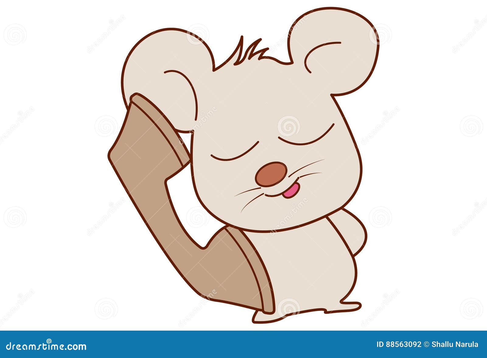 Cute Mouse Talking on the Telephone. Stock Illustration - Illustration ...