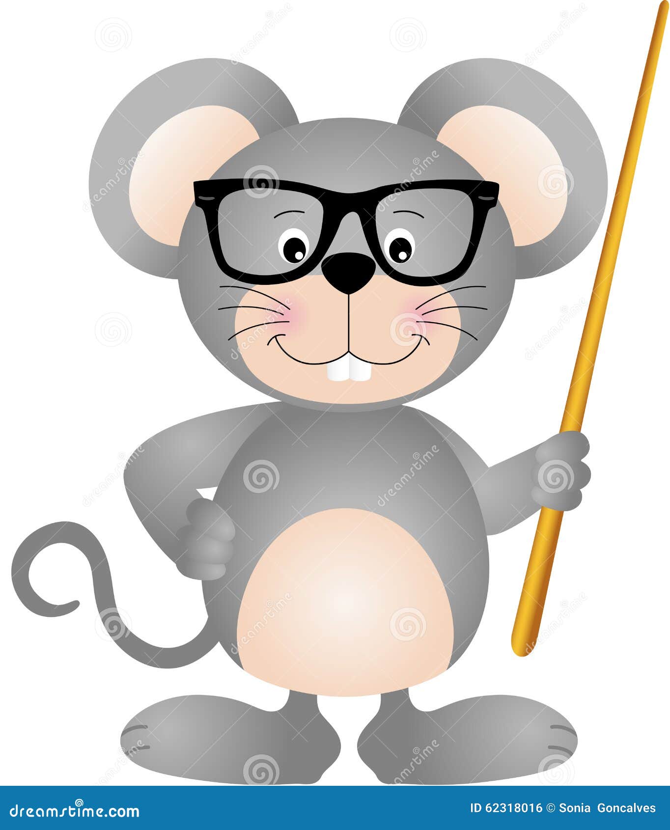 Cute mouse teacher stock vector. Illustration of happy - 62318016