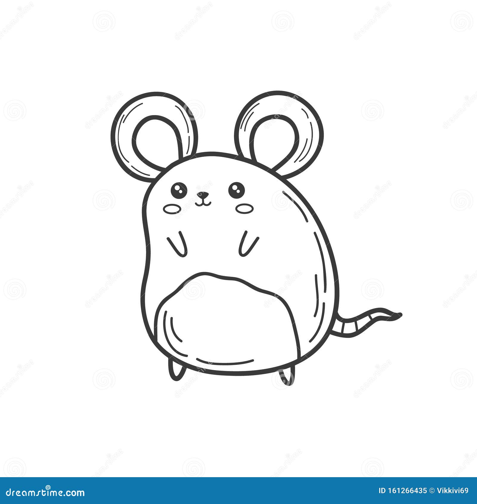 Cute Mouse. Vector Linear Drawing in Doodle Style Stock Illustration ...