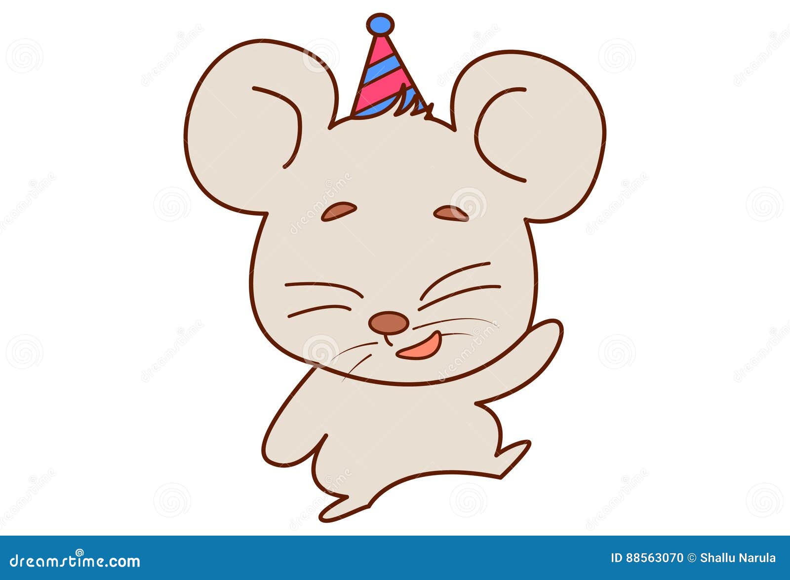 Cute Mouse Wearing a Party Cap and Dancing. Stock Illustration ...