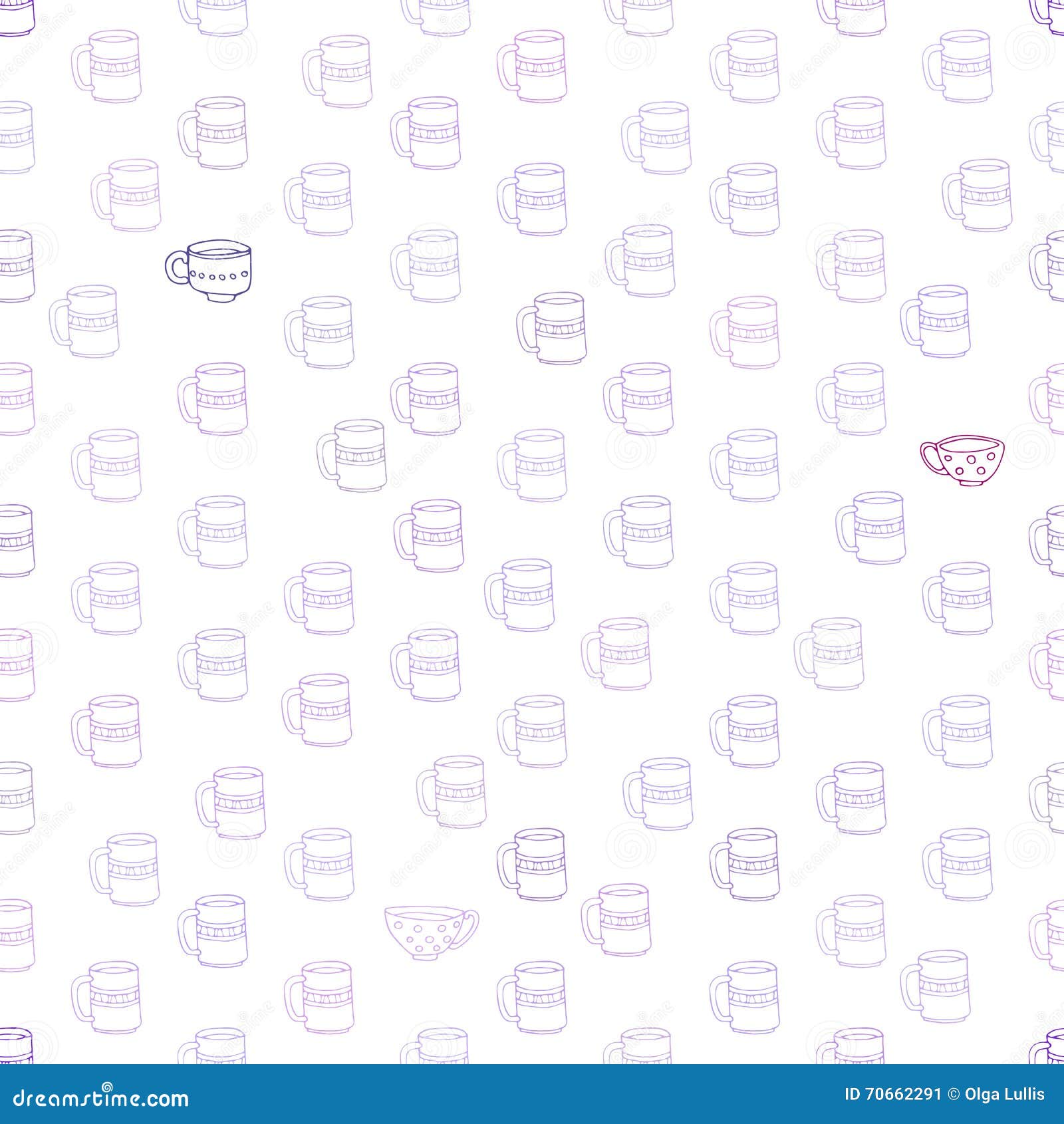 Cute Mugs and Cups Background Stock Vector - Illustration of tile ...