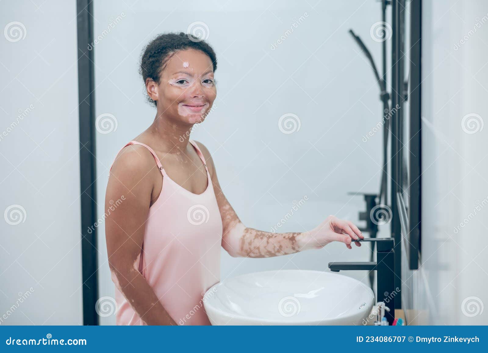A Cute Mulatta in Bathroom in the Morning Stock Image - Image of ...