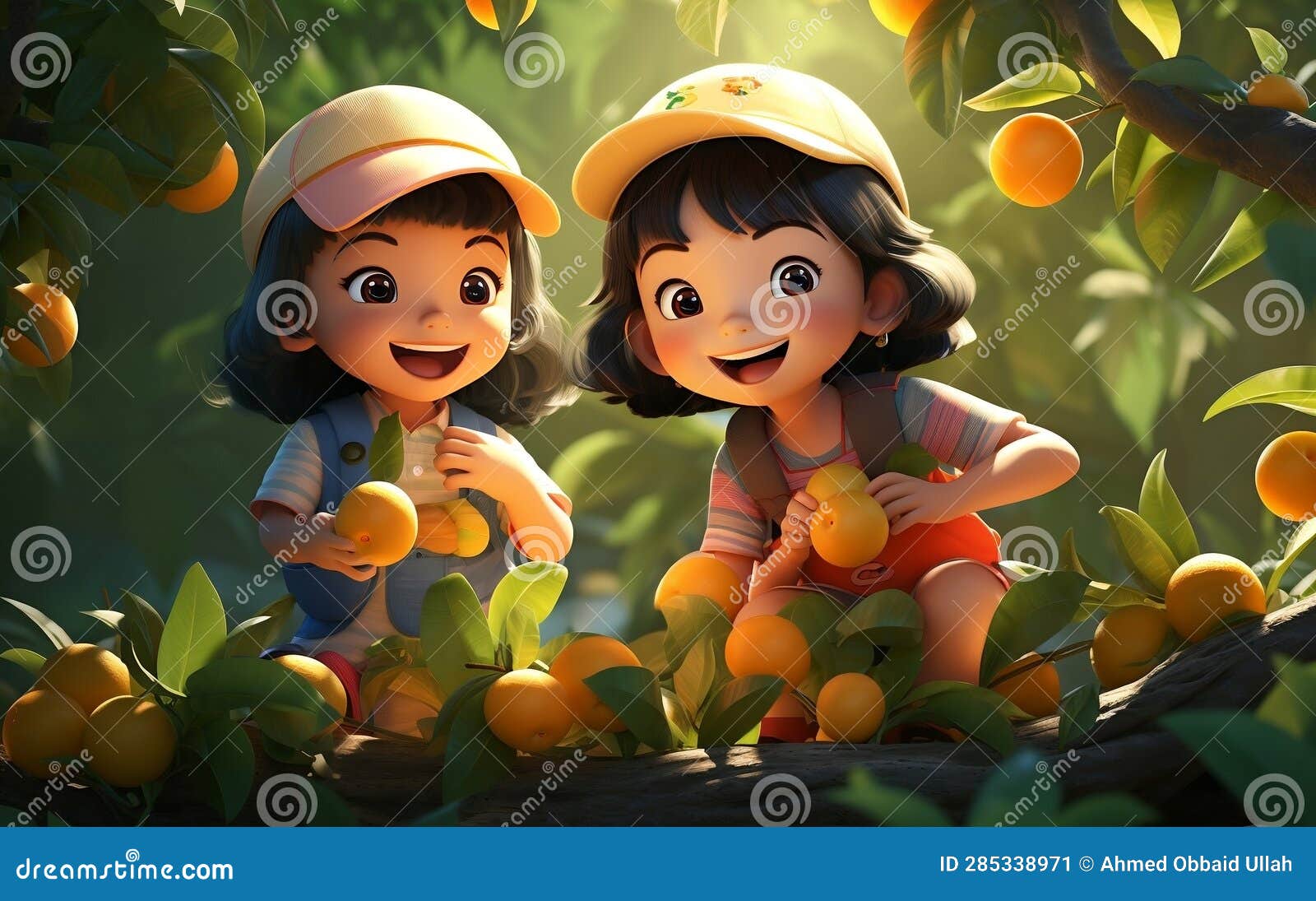Children Picking Apples Color Flat Vector Illustration. Little Boy And ...