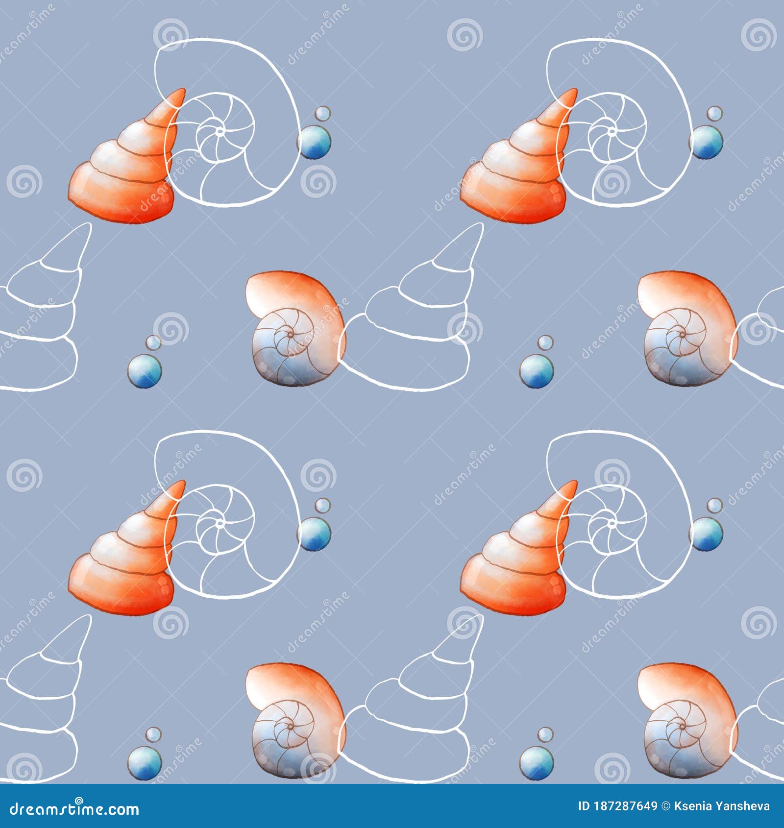 Cute Multicolored Sea Square Seamless Pattern with Shells. Texture ...