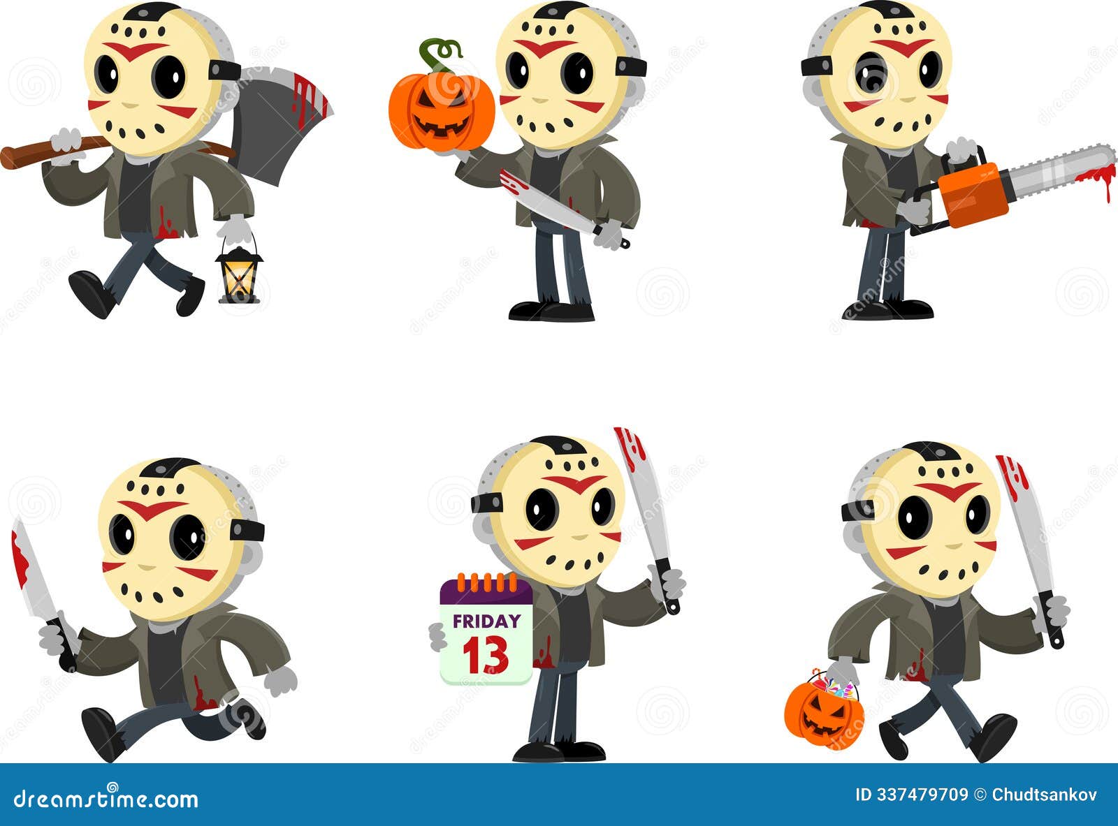Cute Murderer Cartoon Character. Vector Flat Design Collection Set ...