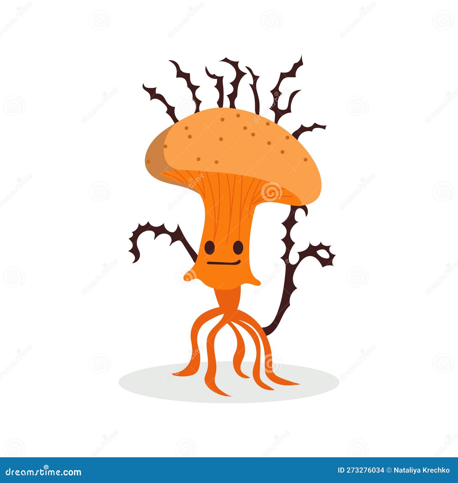 Cute Mushroom Cartoon Fungus Cordyceps Mushroom Spread Concept Vector Illustration