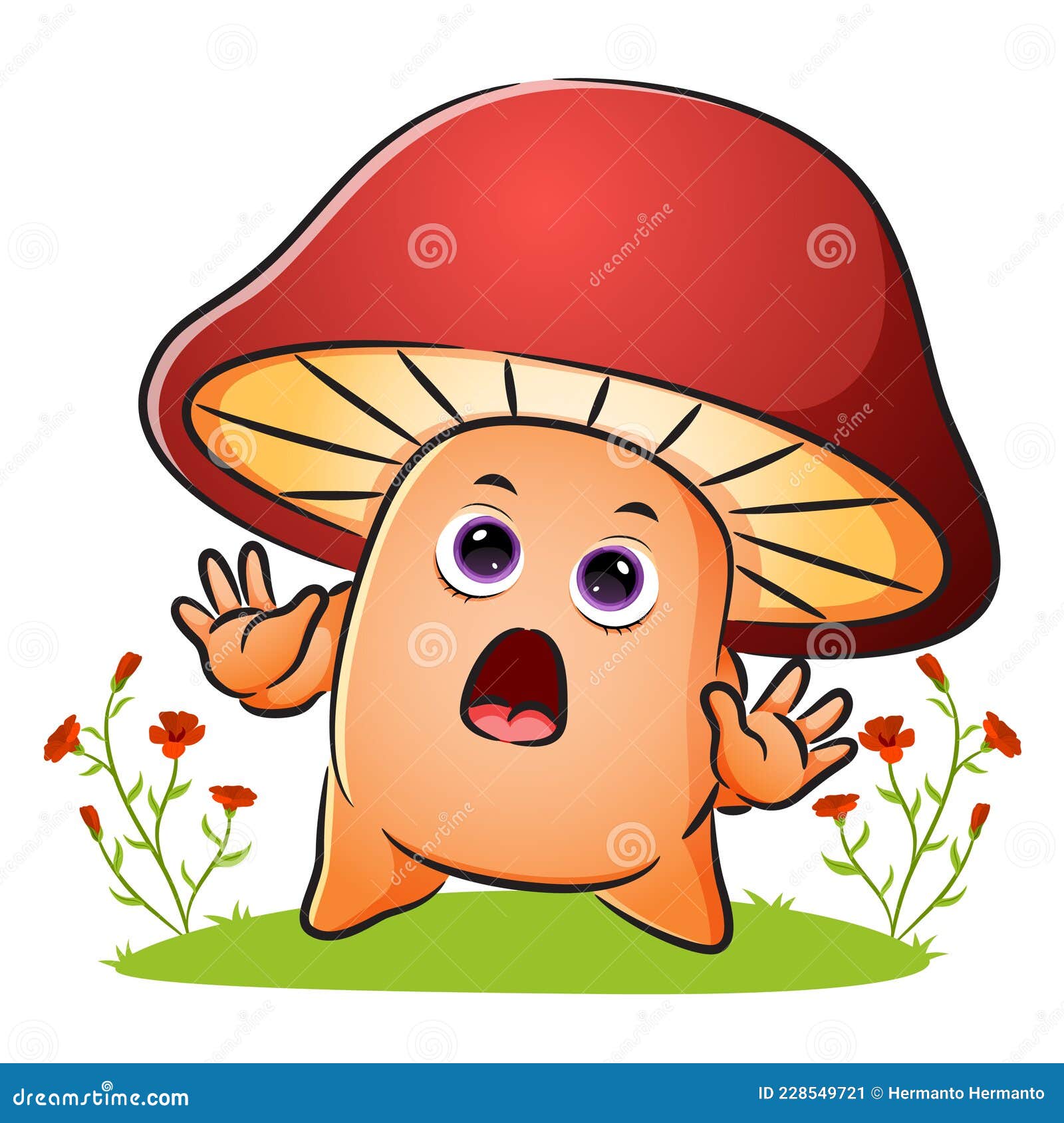 The Cute Mushroom is Giving the Shock Expression Stock Vector ...