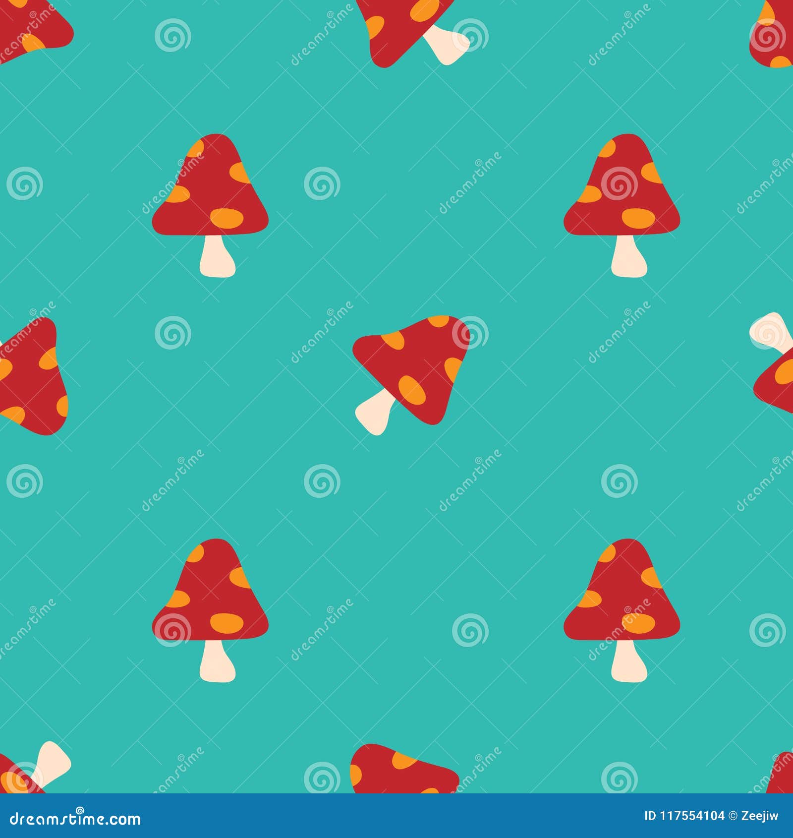 Cute Mushroom Seamless Pattern Background Stock Vector - Illustration ...