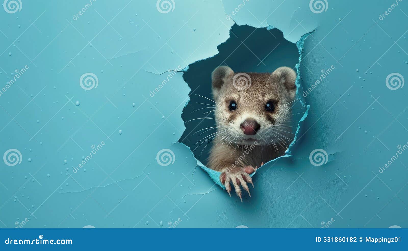 Cute Mustelids Peeking through a Hole Stock Illustration - Illustration ...