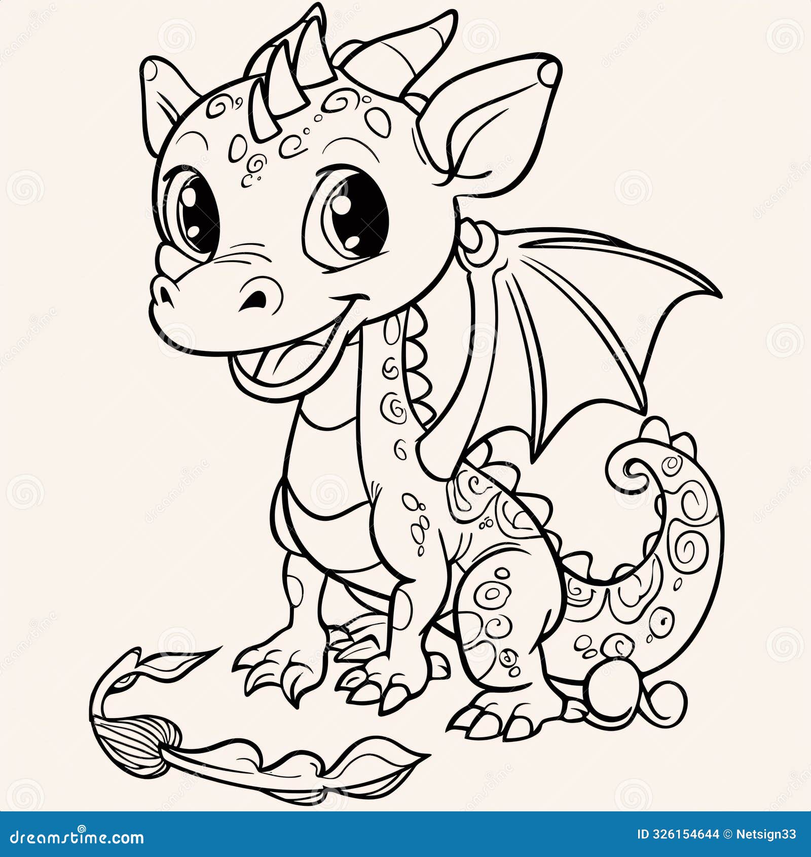 Cute Mythical Dragon - a Cartoon of a Dragon Stock Illustration ...