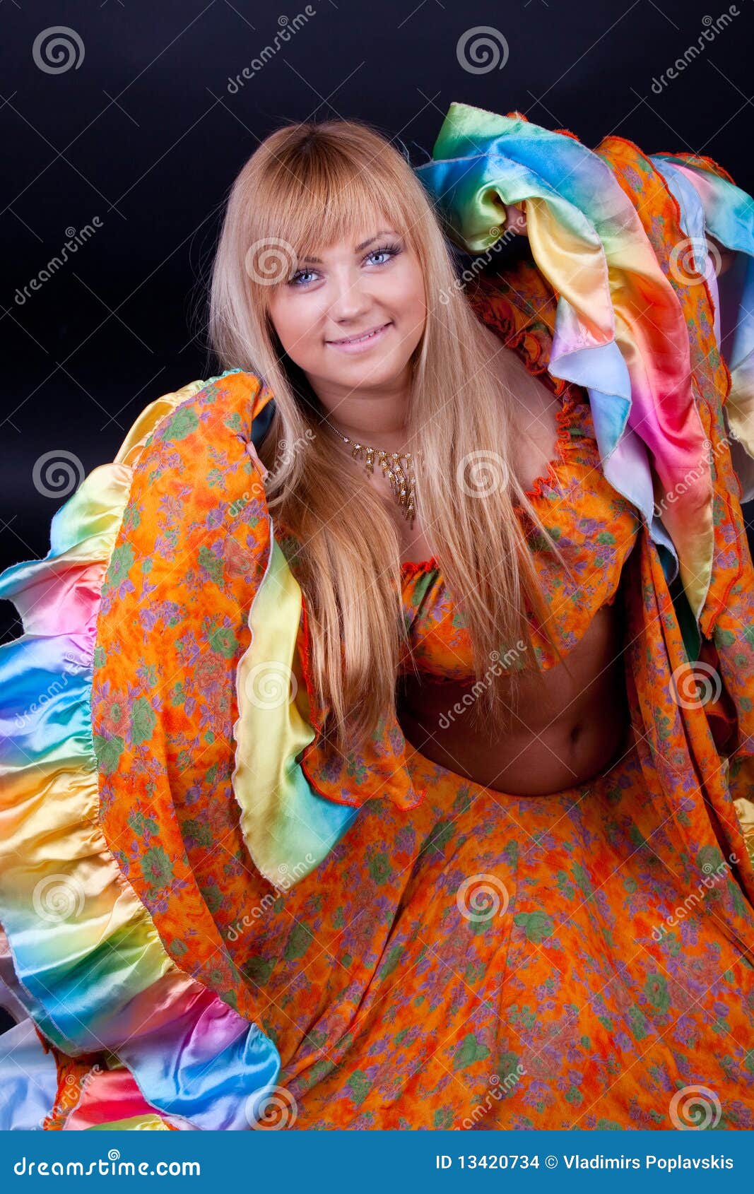Cute National Dancer is Posing Stock Photo - Image of blond, harem ...