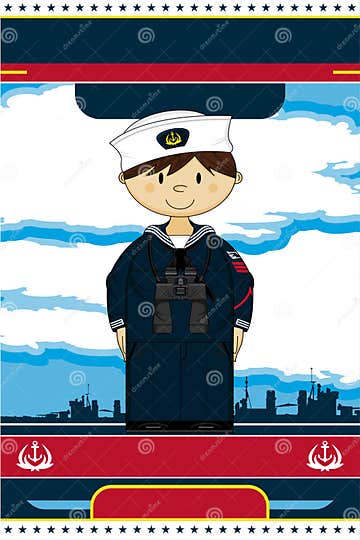 Cute Navy Sailor stock vector. Illustration of seamen - 95006657