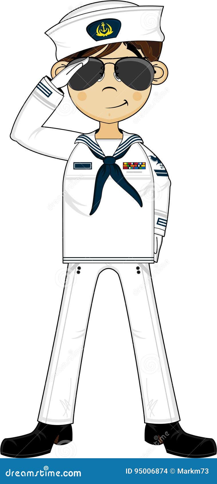 Cute Navy Sailor stock vector. Illustration of smiling - 95006874