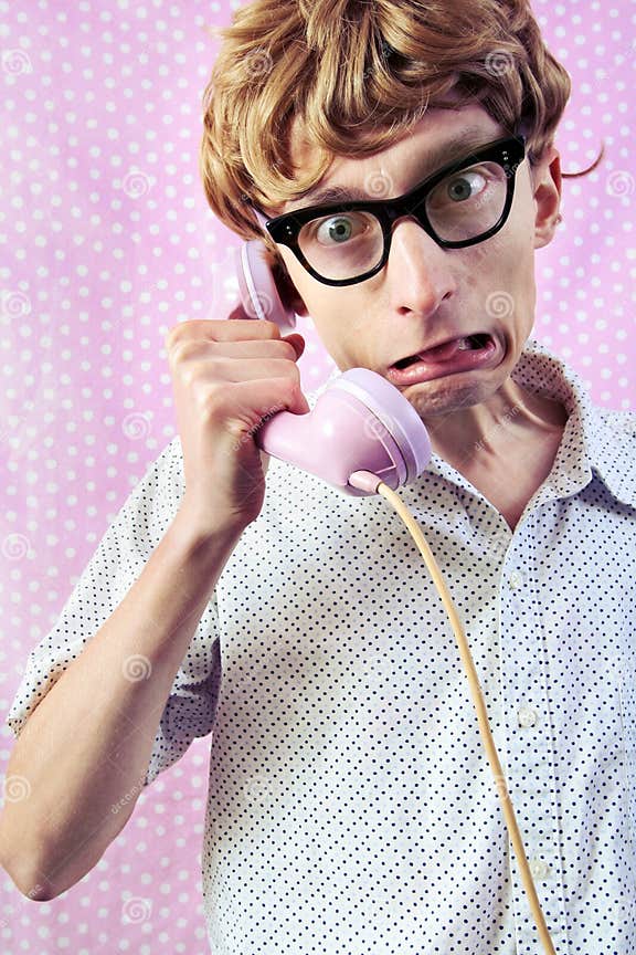 Cute nerd stock image. Image of expressive, call, goofy - 7595549