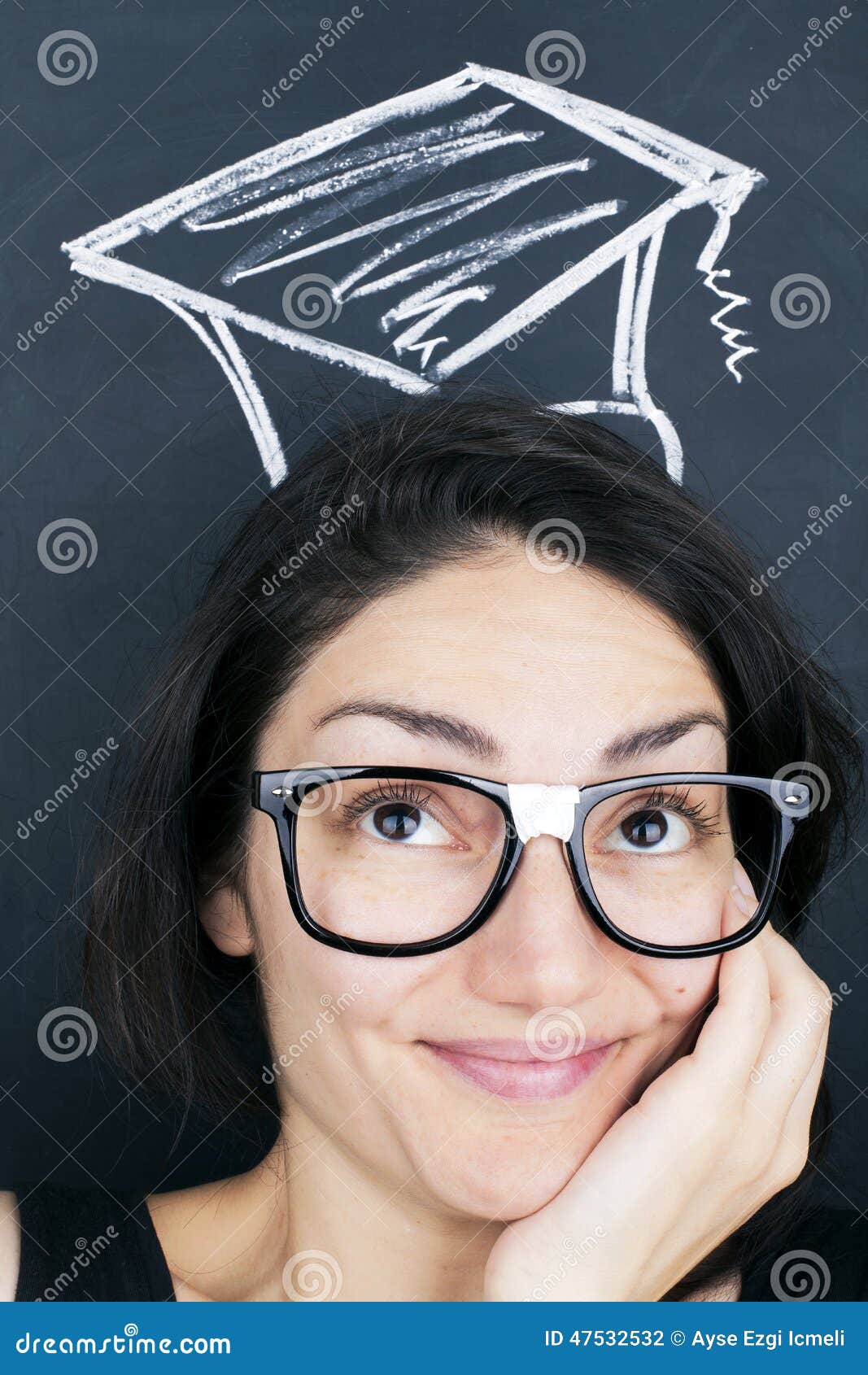 Cute Nerd Thinking Graduation Stock Photo - Image of cheerful, cute ...