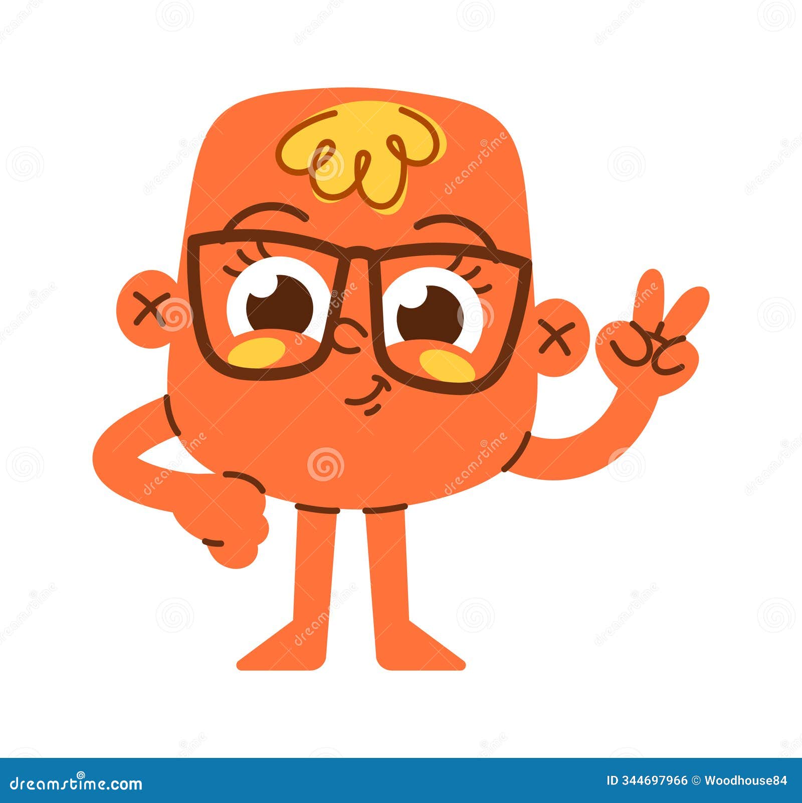 Cute Nerd Girl Walking And Reading Book. Pupil With Interested Face ...