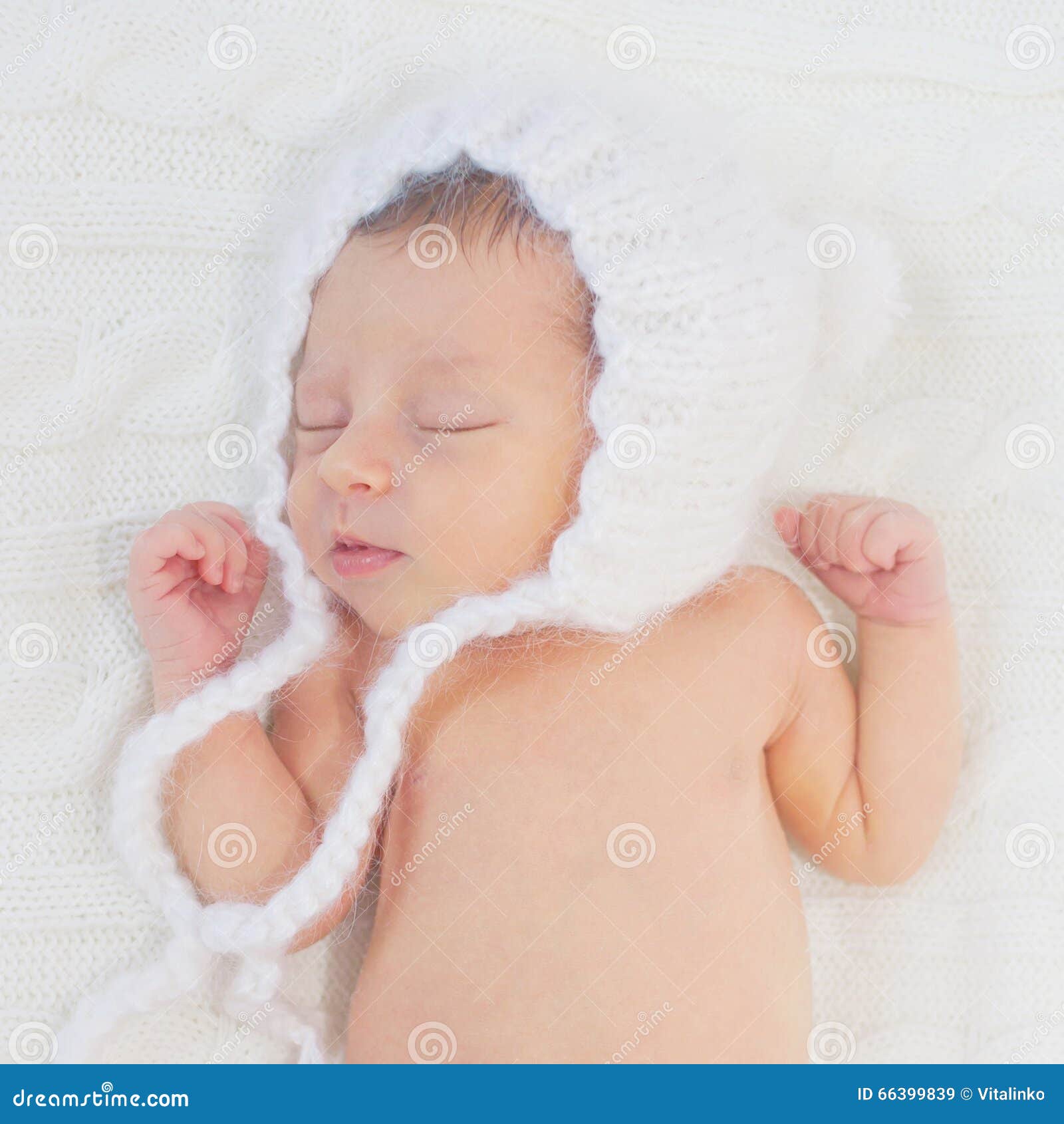 Cute Newborn Baby Dressed Knitted Cap Stock Image - Image of birth ...