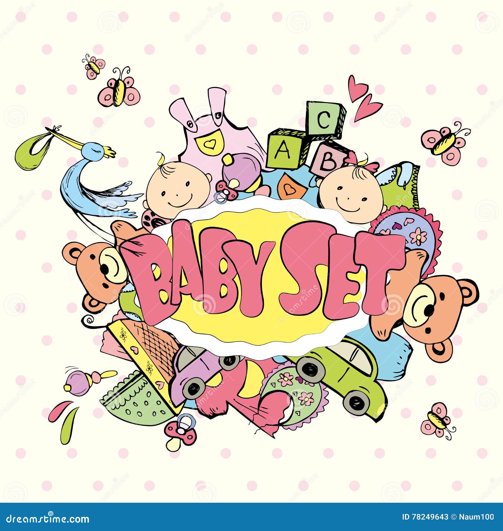 Cute Newborn baby set stock vector. Illustration of design - 78249643