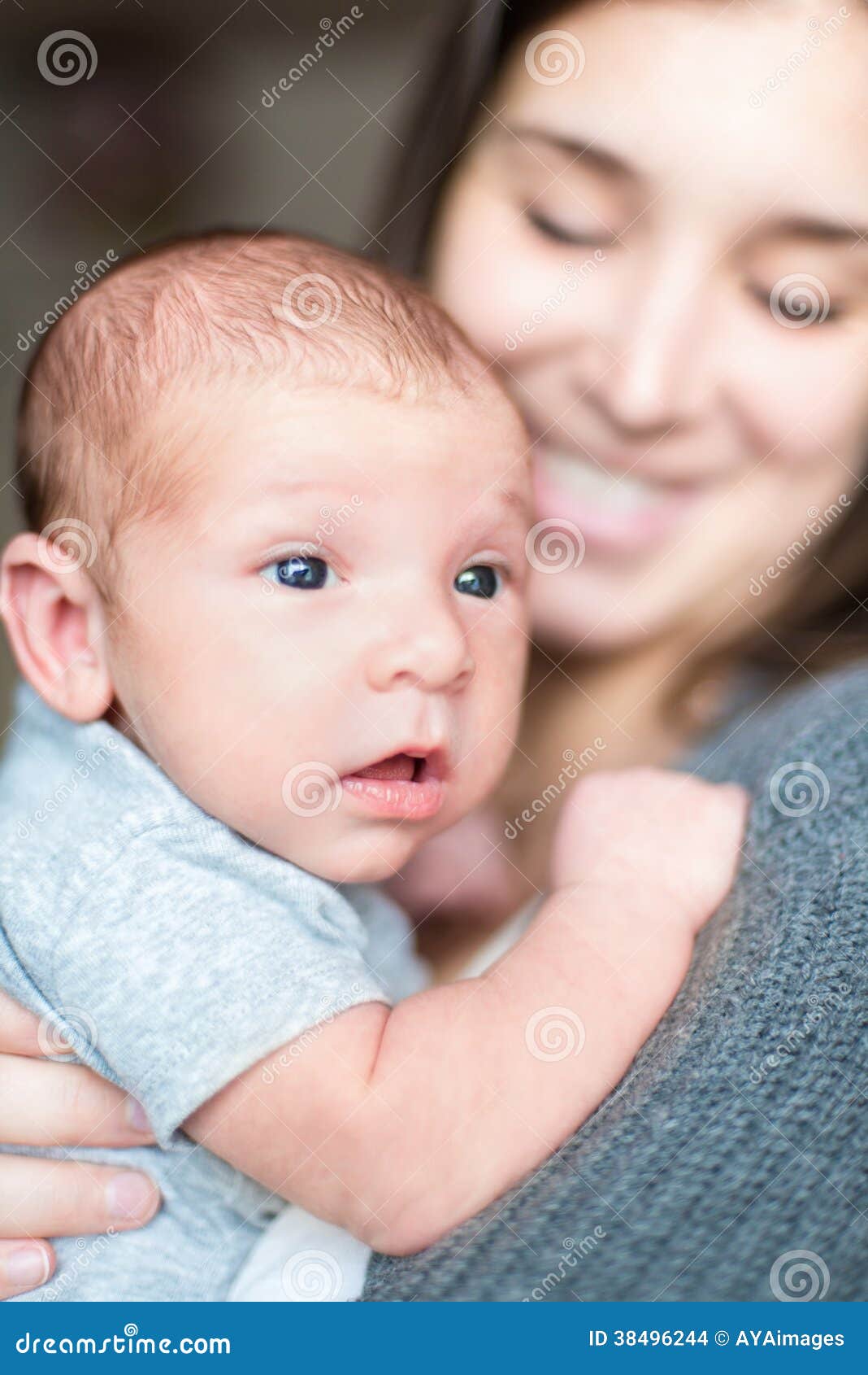 Cute Newborn Baby with Shallow Depth of Field Stock Photo - Image of ...