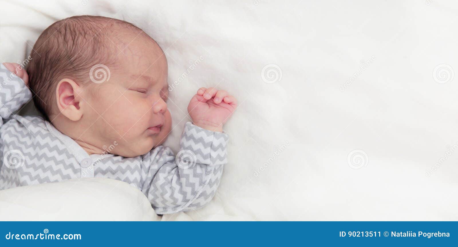 Cute Newborn Baby Sleeping, with Space for Text Stock Image - Image of ...