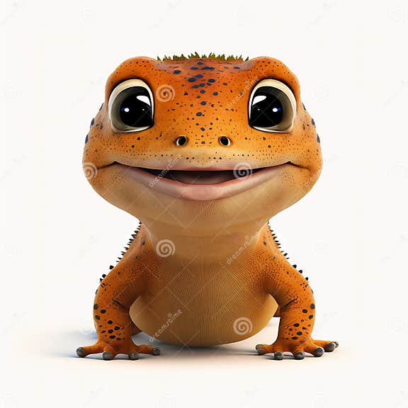 Cute Newt Cartoon. Generative AI Stock Illustration - Illustration of ...