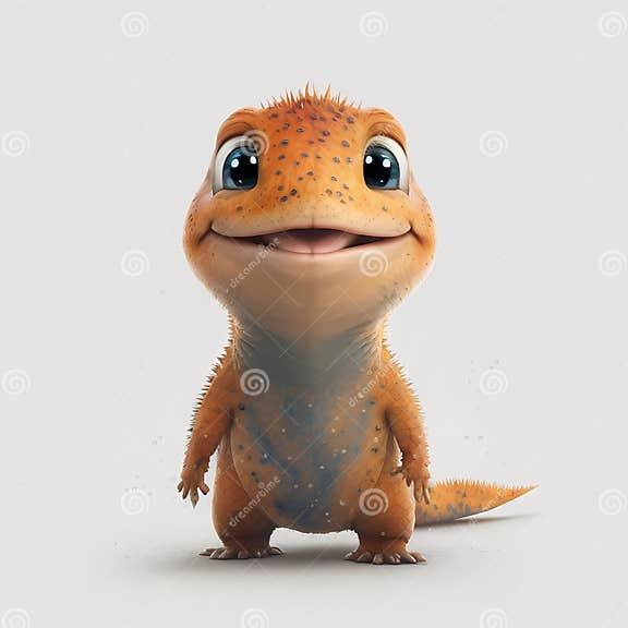 Cute Newt Cartoon. Generative AI Stock Illustration - Illustration of ...