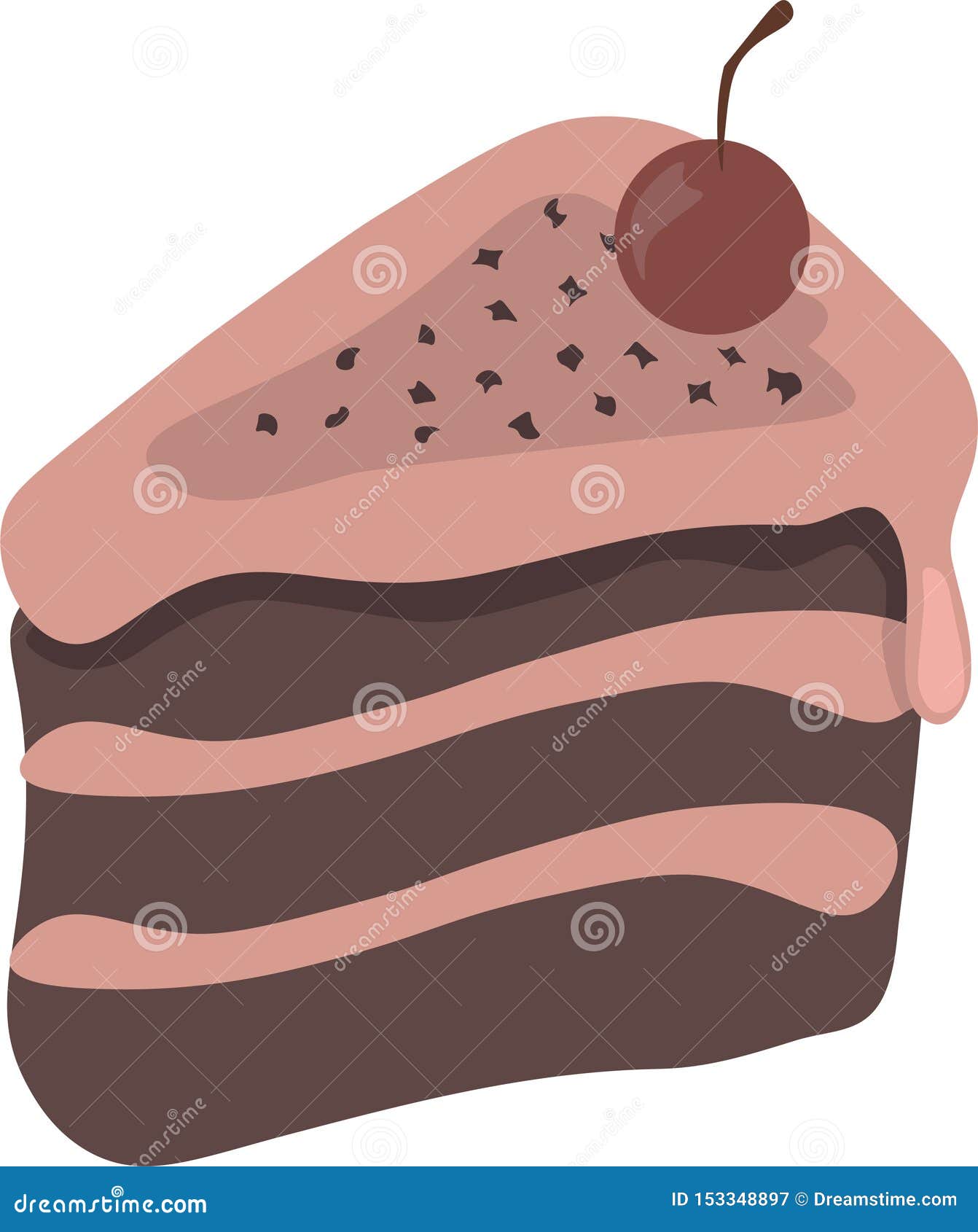 Cute Nice Cartoon Piece of Cake with Cherry Stock Vector - Illustration ...