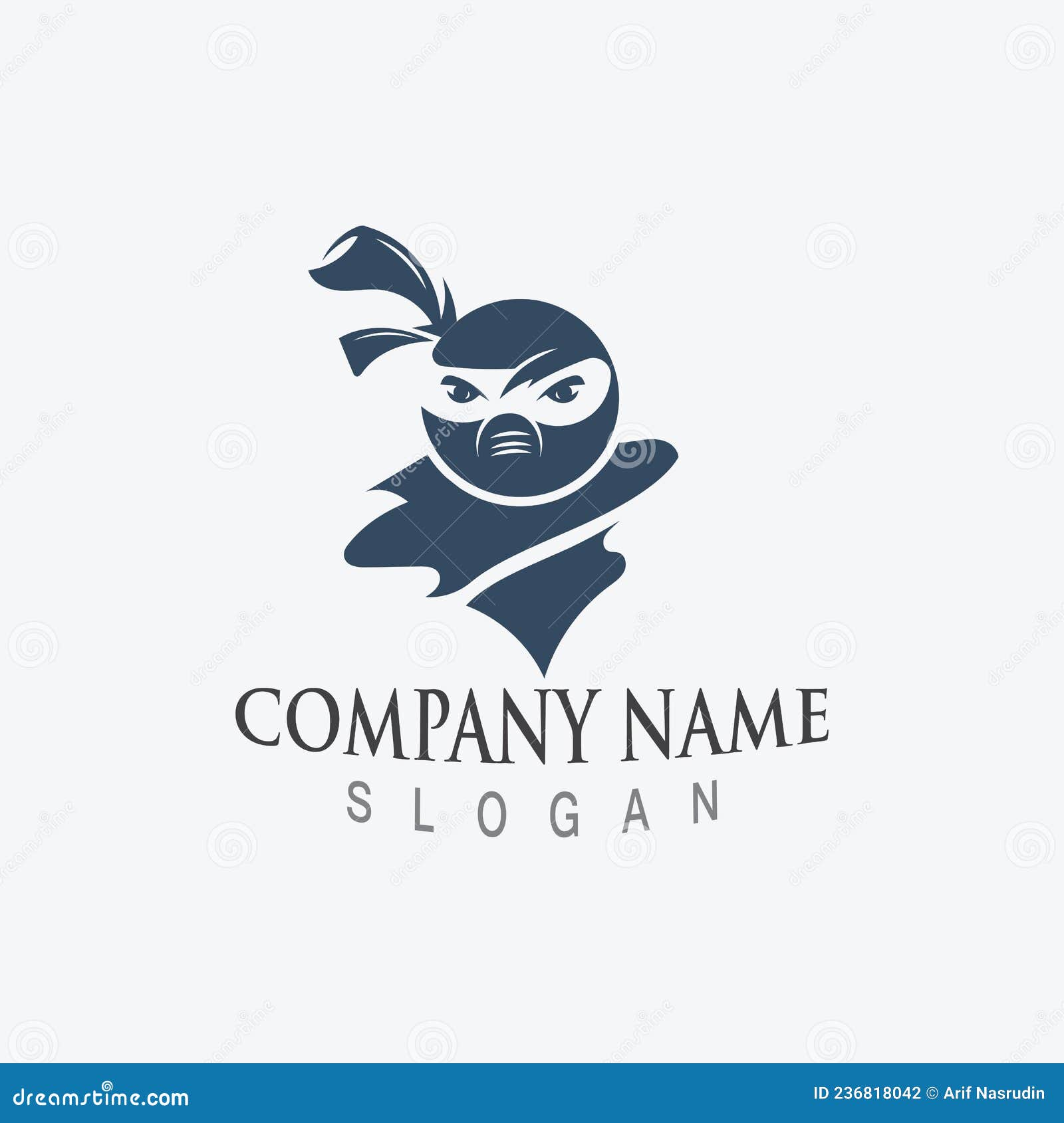 Cute Ninja Face Logo Character Design Template Vector Stock ...
