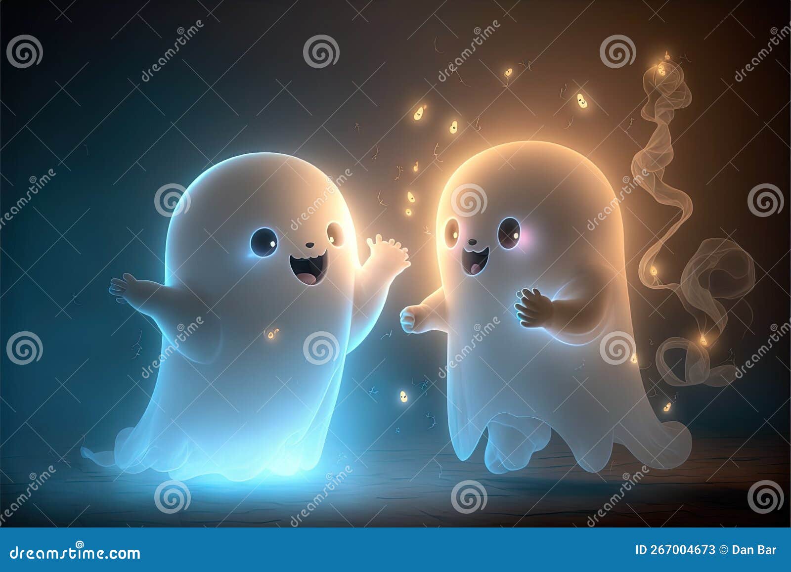 Cute Not so Scary Ghost Playing and Having Fun, Generative Ai Stock ...